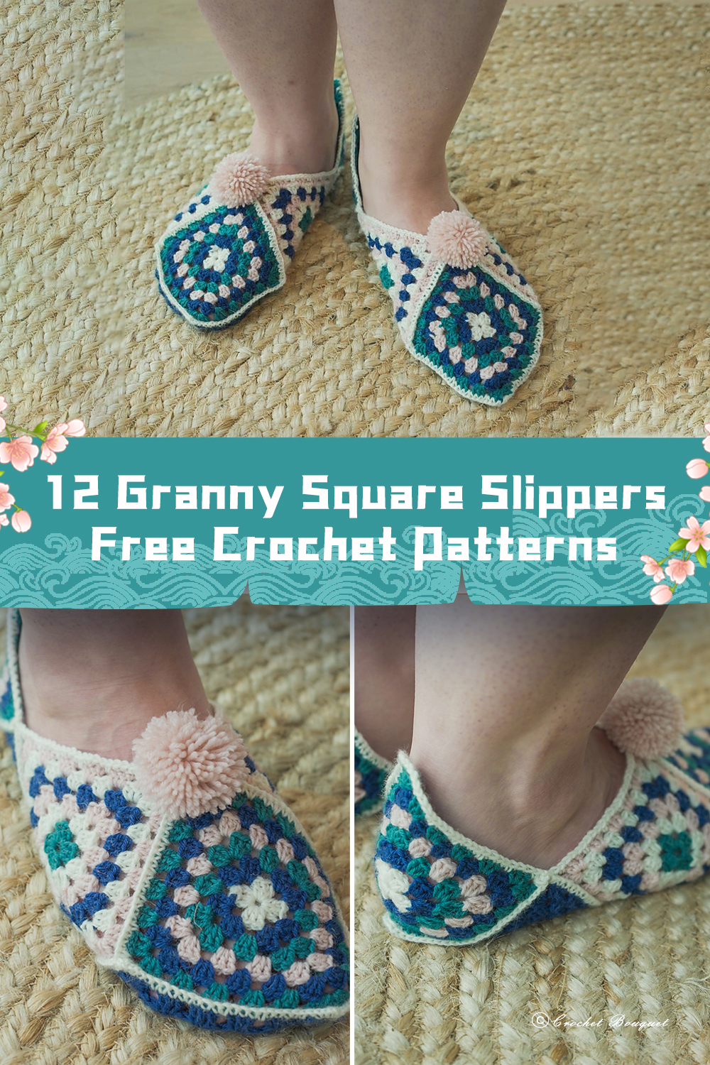 12 Granny Square Slipper Crochet Patterns - FREE - iGOODideas.com