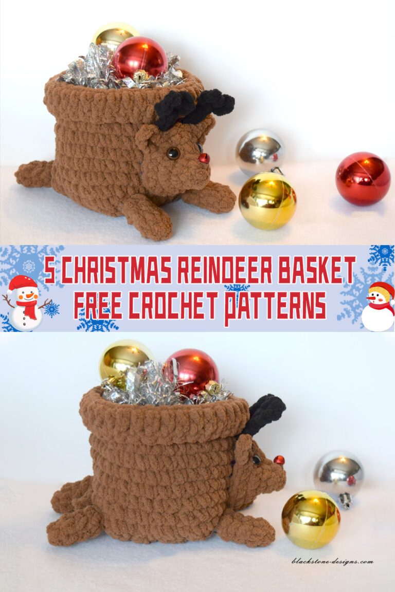 5 Christmas Reindeer Basket Crochet Patterns - FREE - iGOODideas.com