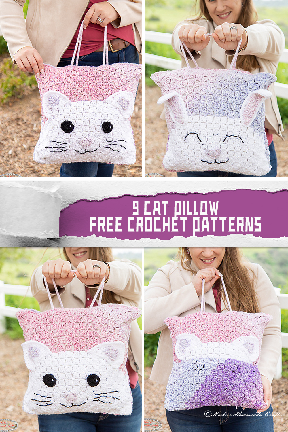 9 Free Cat Pillow Crochet Patterns for cat lovers - iGOODideas.com