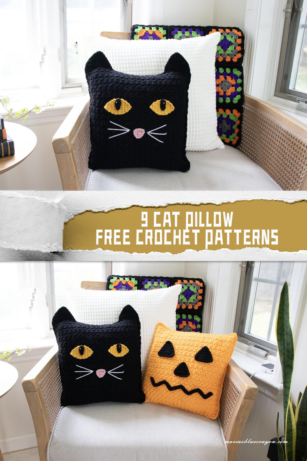 9 Free Cat Pillow Crochet Patterns for cat lovers - iGOODideas.com