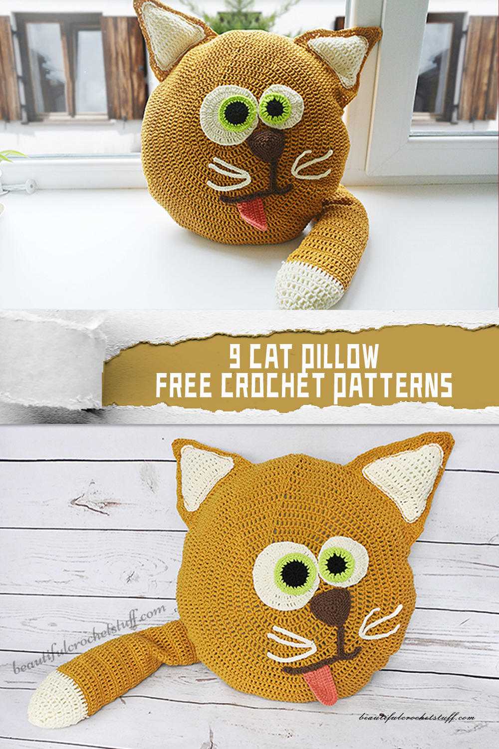 9 Free Cat Pillow Crochet Patterns for cat lovers - iGOODideas.com