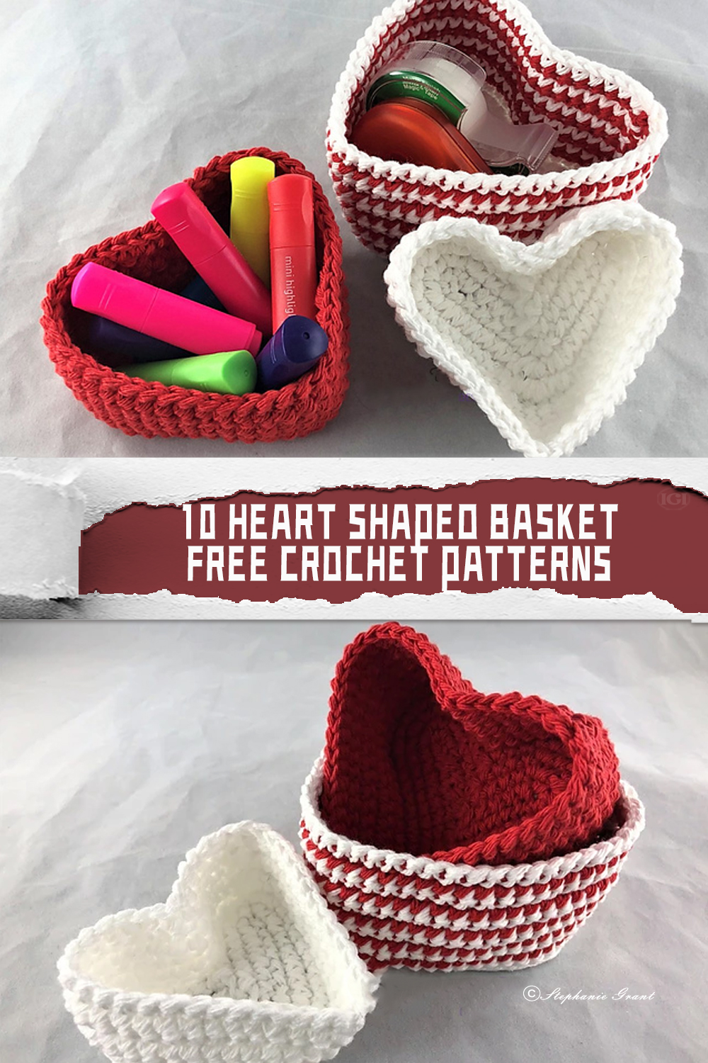 10 Heart Shaped Basket Crochet Patterns -FREE - iGOODideas.com