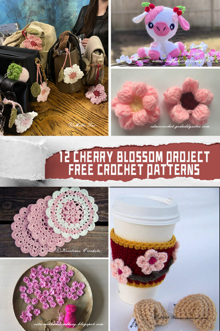 12 Cherry Blossom Project Crochet Patterns -FREE - iGOODideas.com