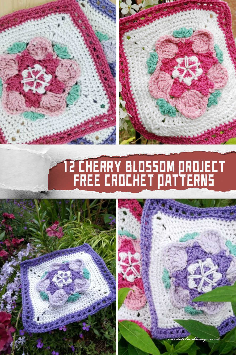 12 Cherry Blossom Project Crochet Patterns -FREE - iGOODideas.com
