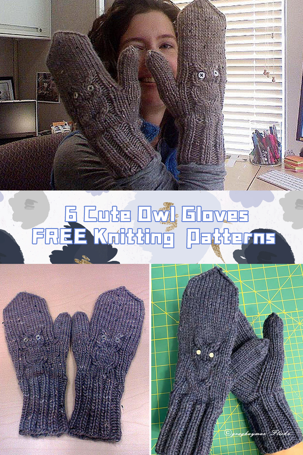 6 Cute Owl Gloves Knitting Patterns - FREE - iGOODideas.com