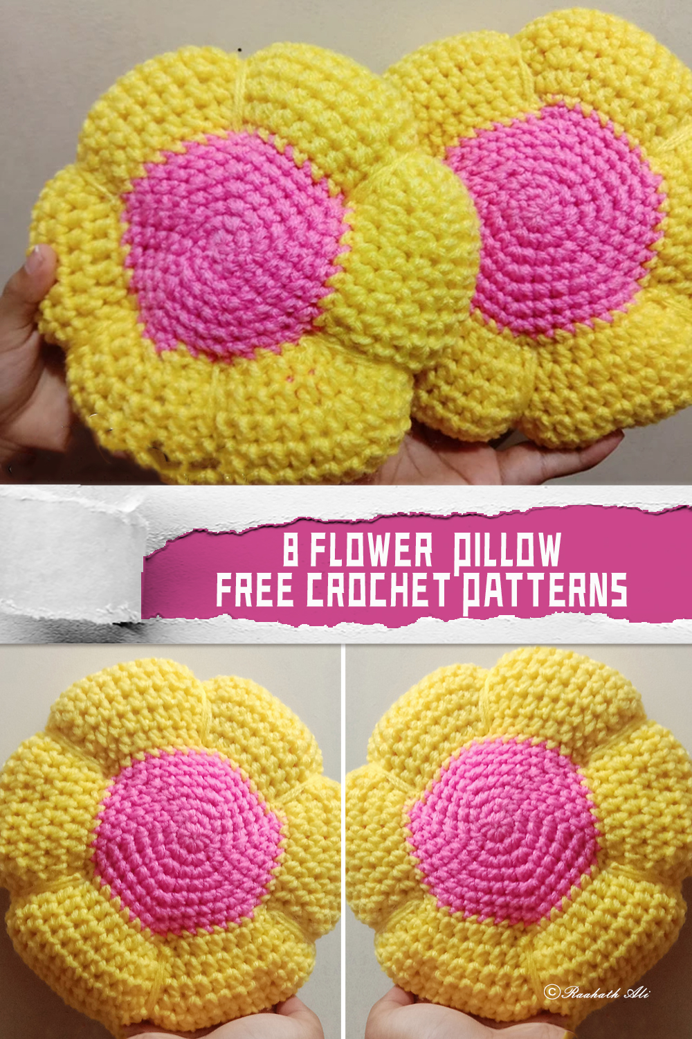 Exploring Eight FREE Unique Flower Pillow Crochet Patterns - iGOODideas.com
