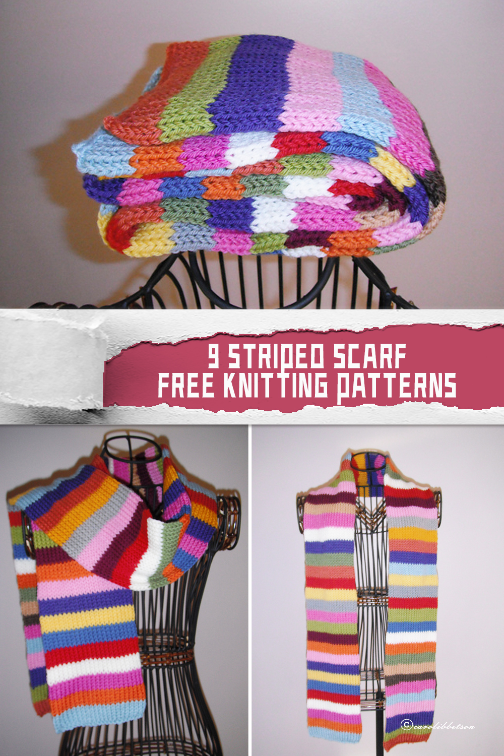 9 Striped Scarf Knitting Patterns - FREE - iGOODideas.com