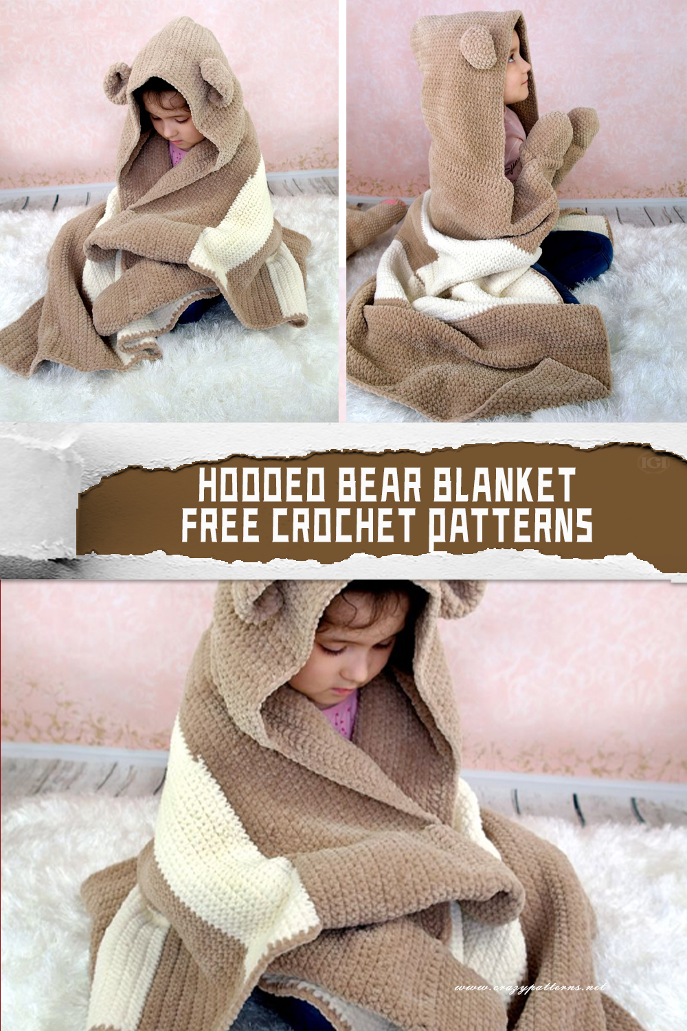 Hooded Bear Blanket FREE Crochet Patterns - iGOODideas.com