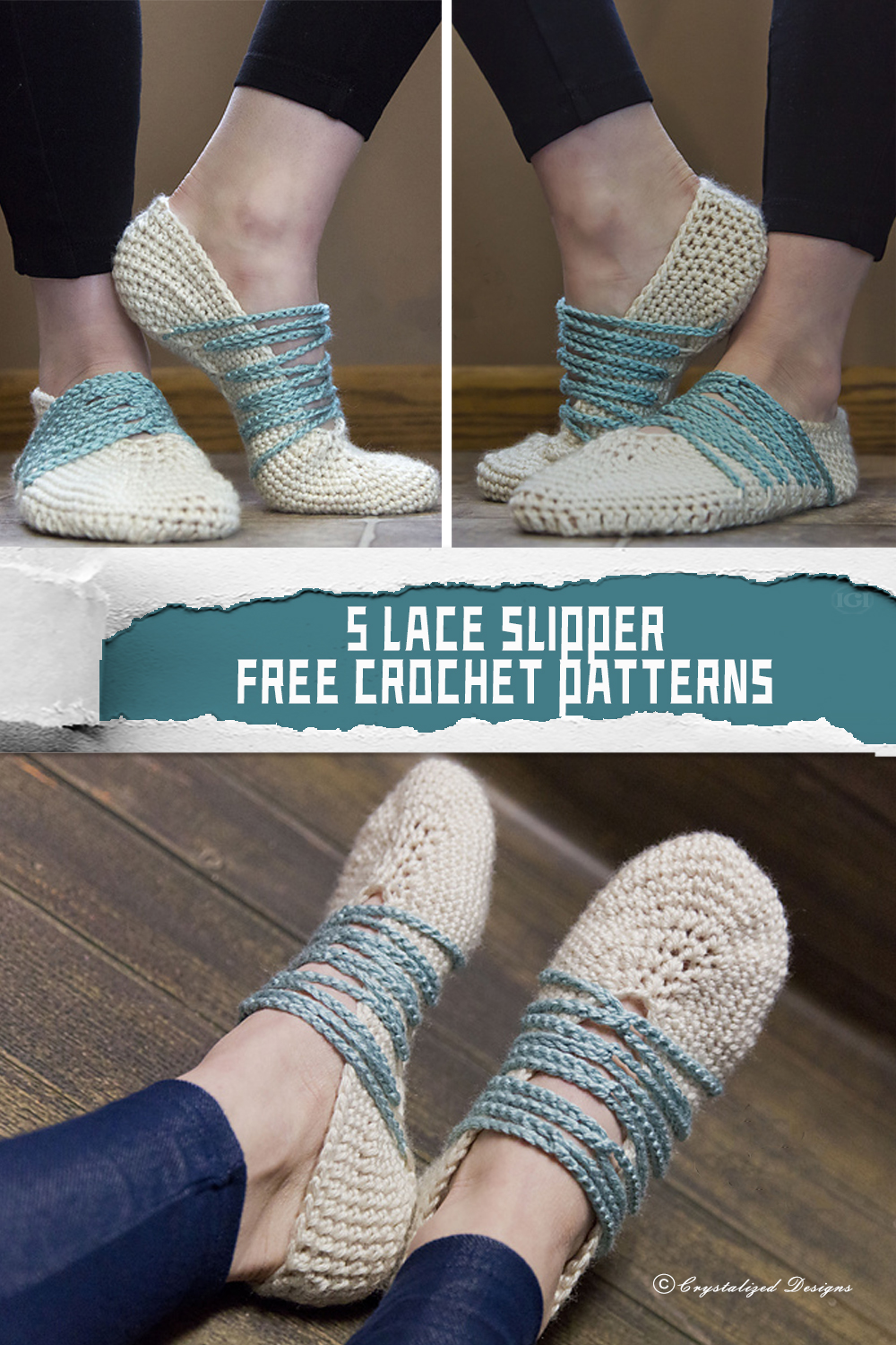 5 Lace Slipper Crochet Patterns - FREE - iGOODideas.com