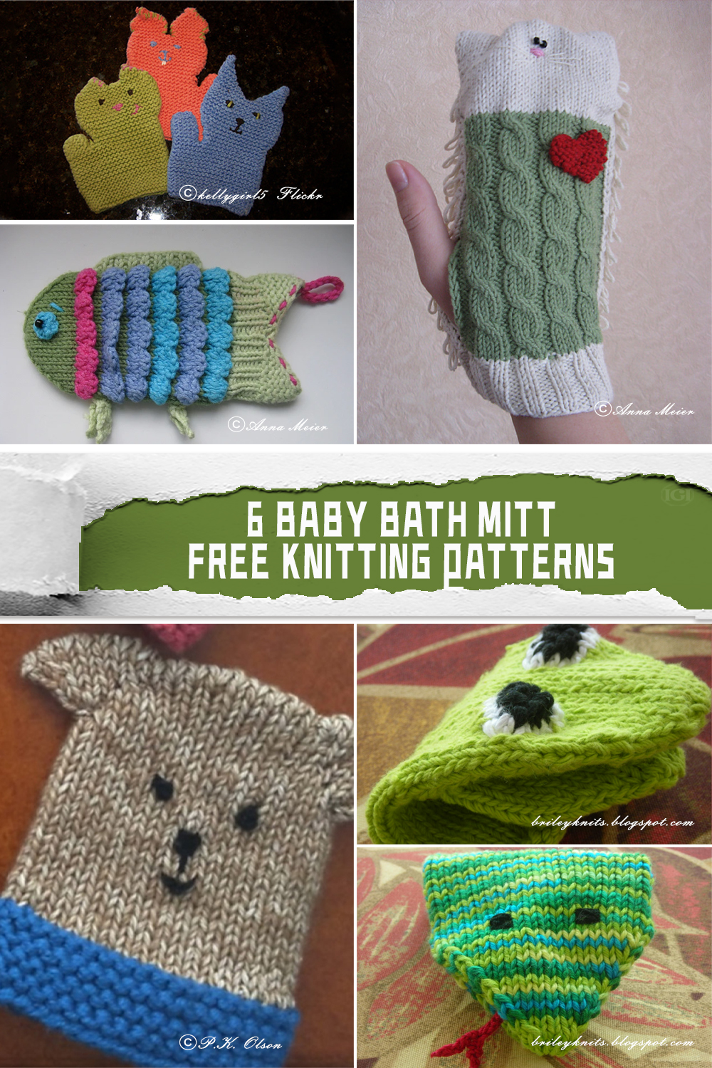 6 Baby Bath Mitt Knitting Patterns - FREE - iGOODideas.com