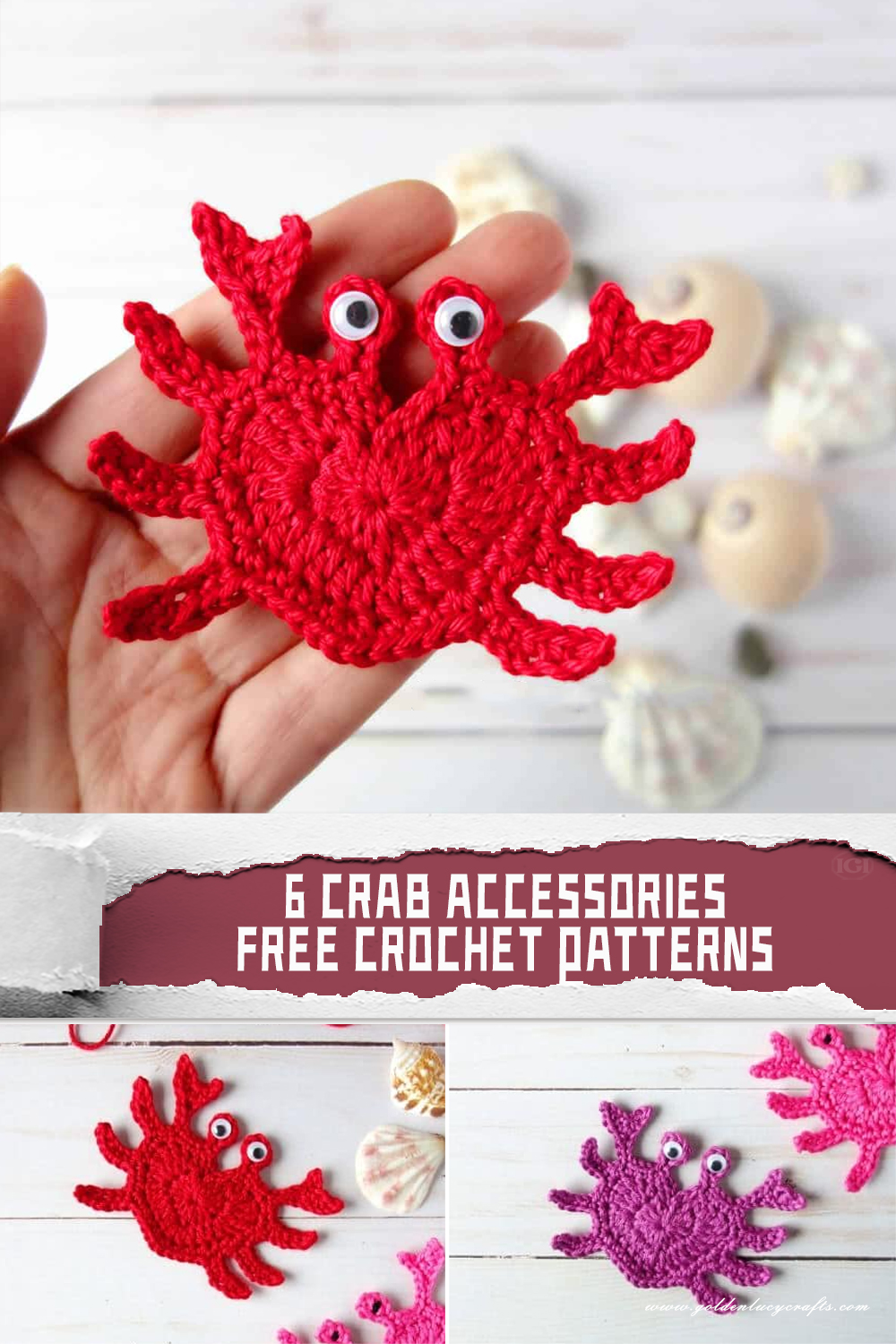 6 Crab Accessories Crochet Patterns - FREE - iGOODideas.com