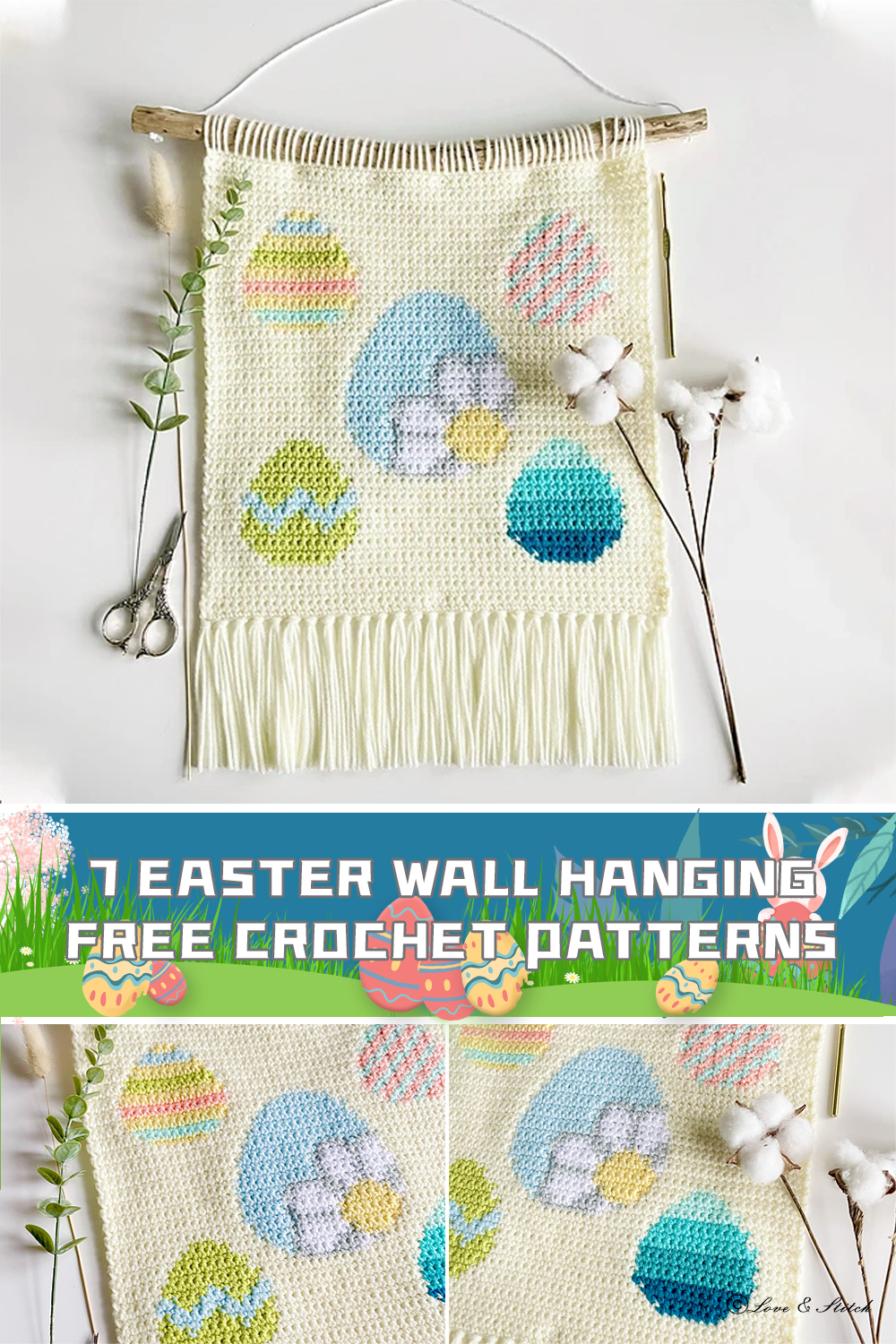 7 Easter Wall Hanging Crochet Patterns -FREE - iGOODideas.com
