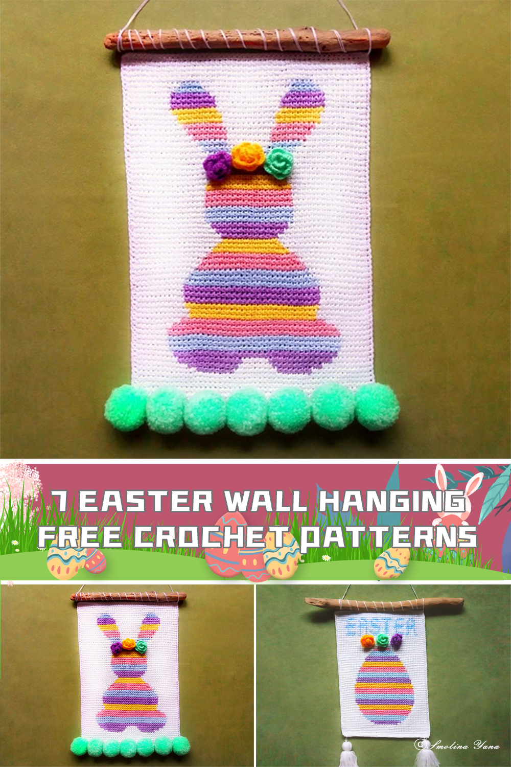 7 Easter Wall Hanging Crochet Patterns -FREE - iGOODideas.com