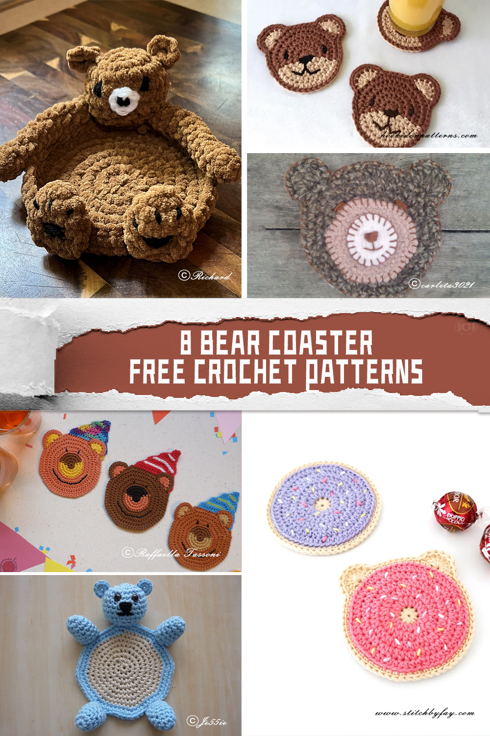 8 Bear Coaster Crochet Patterns – FREE - iGOODideas.com