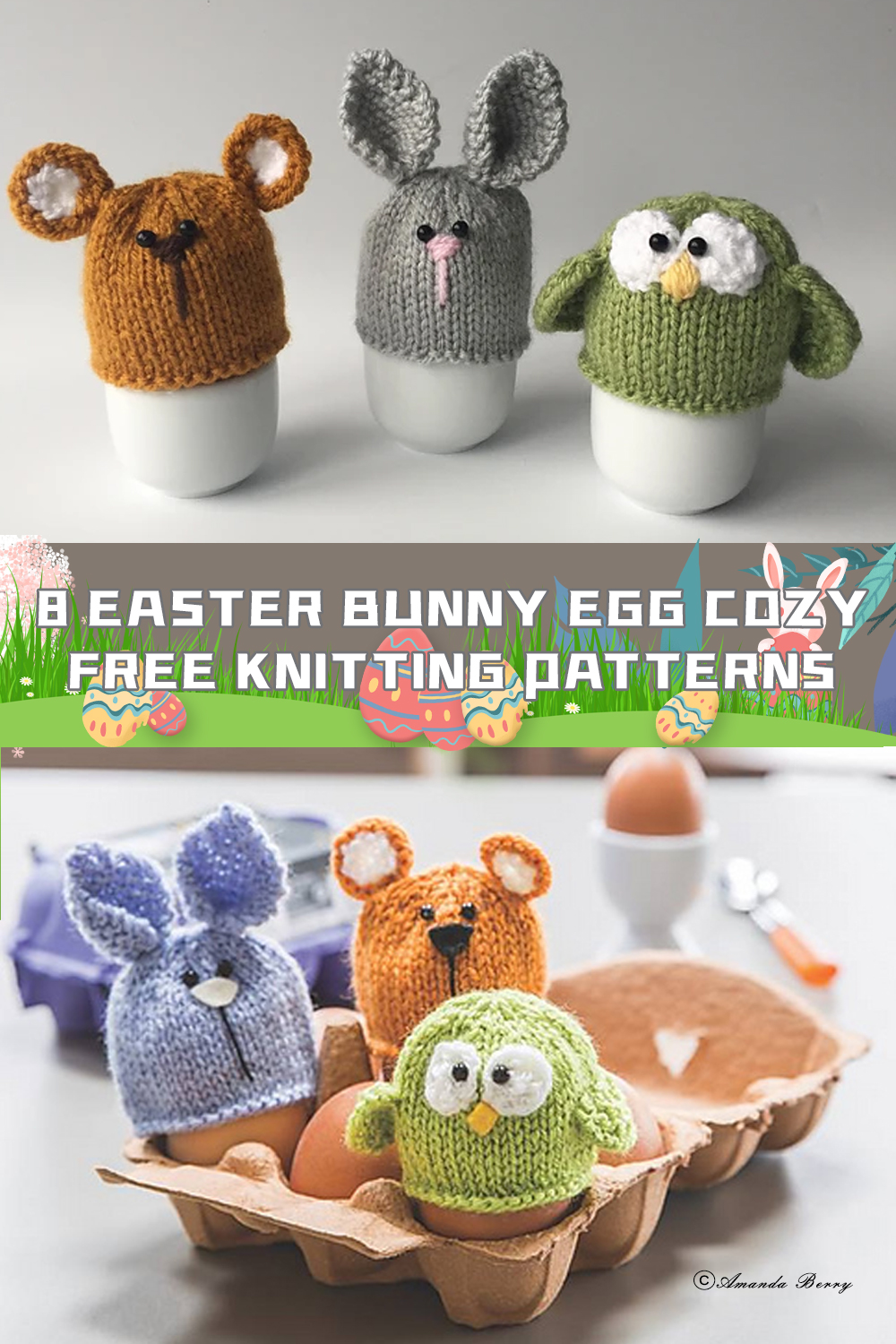 8 Easter Bunny Egg Cozy Knitting Patterns - FREE - iGOODideas.com