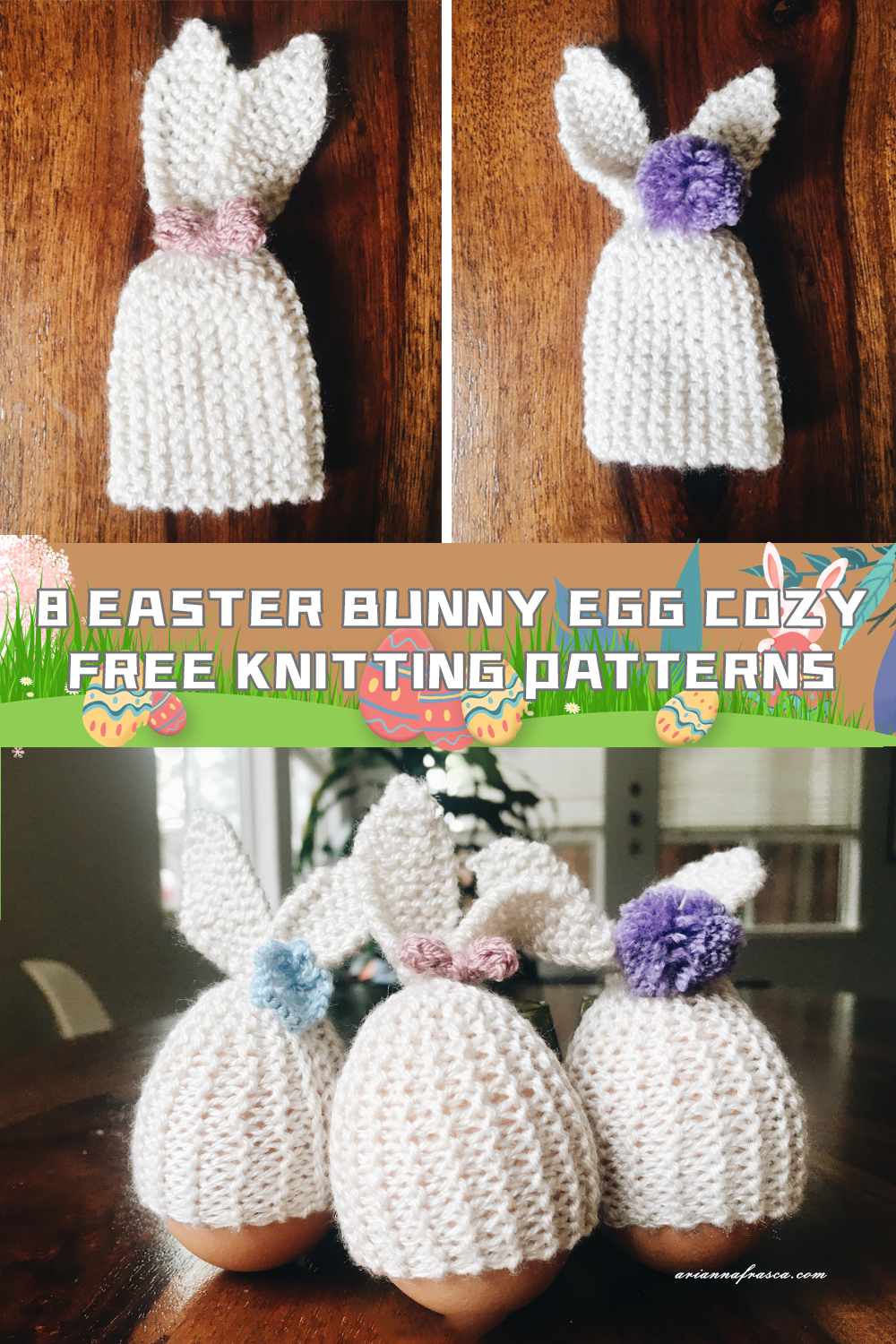 8 Easter Bunny Egg Cozy Knitting Patterns - FREE - iGOODideas.com