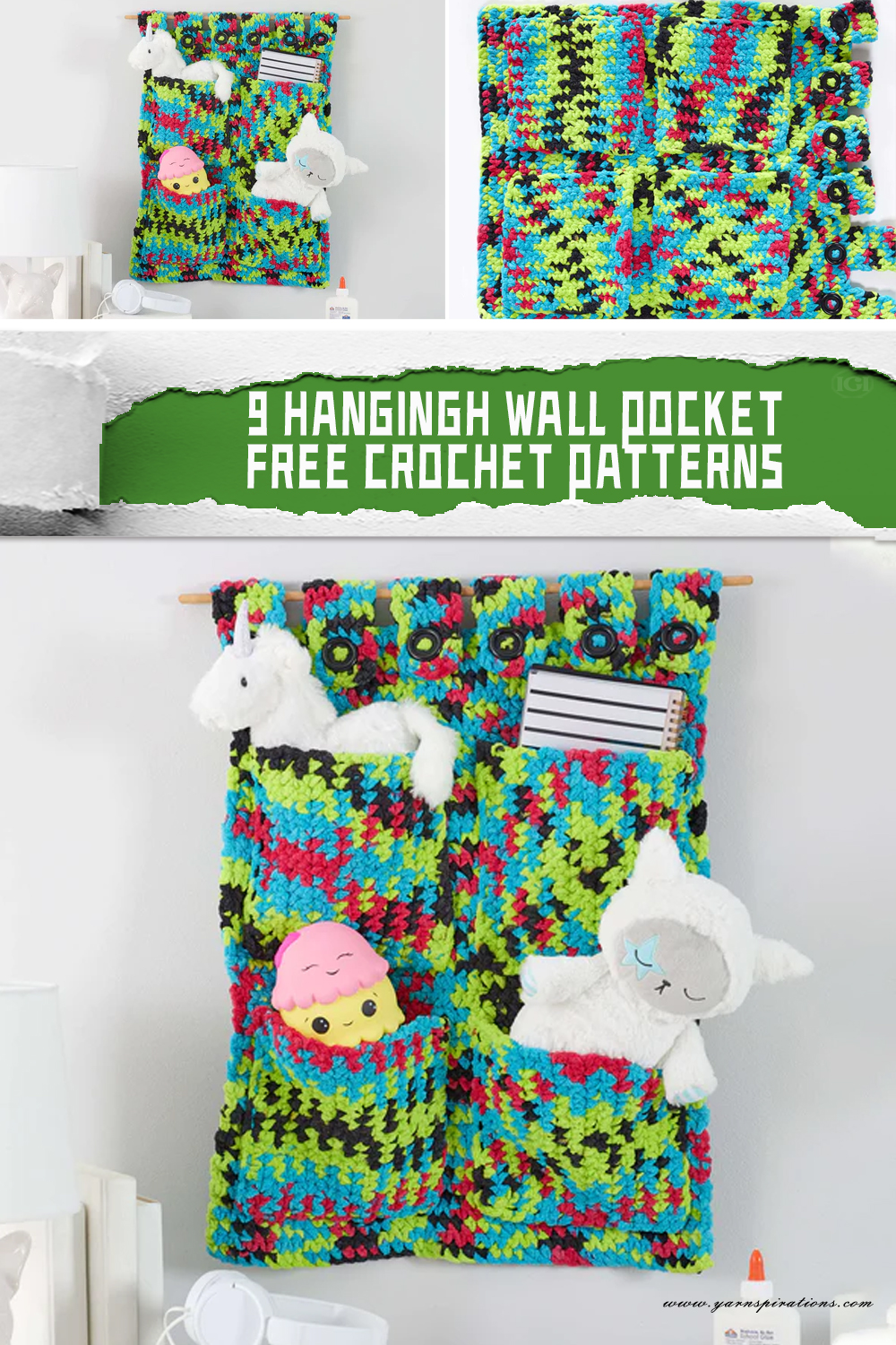 9 Hangingh Wall Pocket Crochet Patterns - FREE - iGOODideas.com