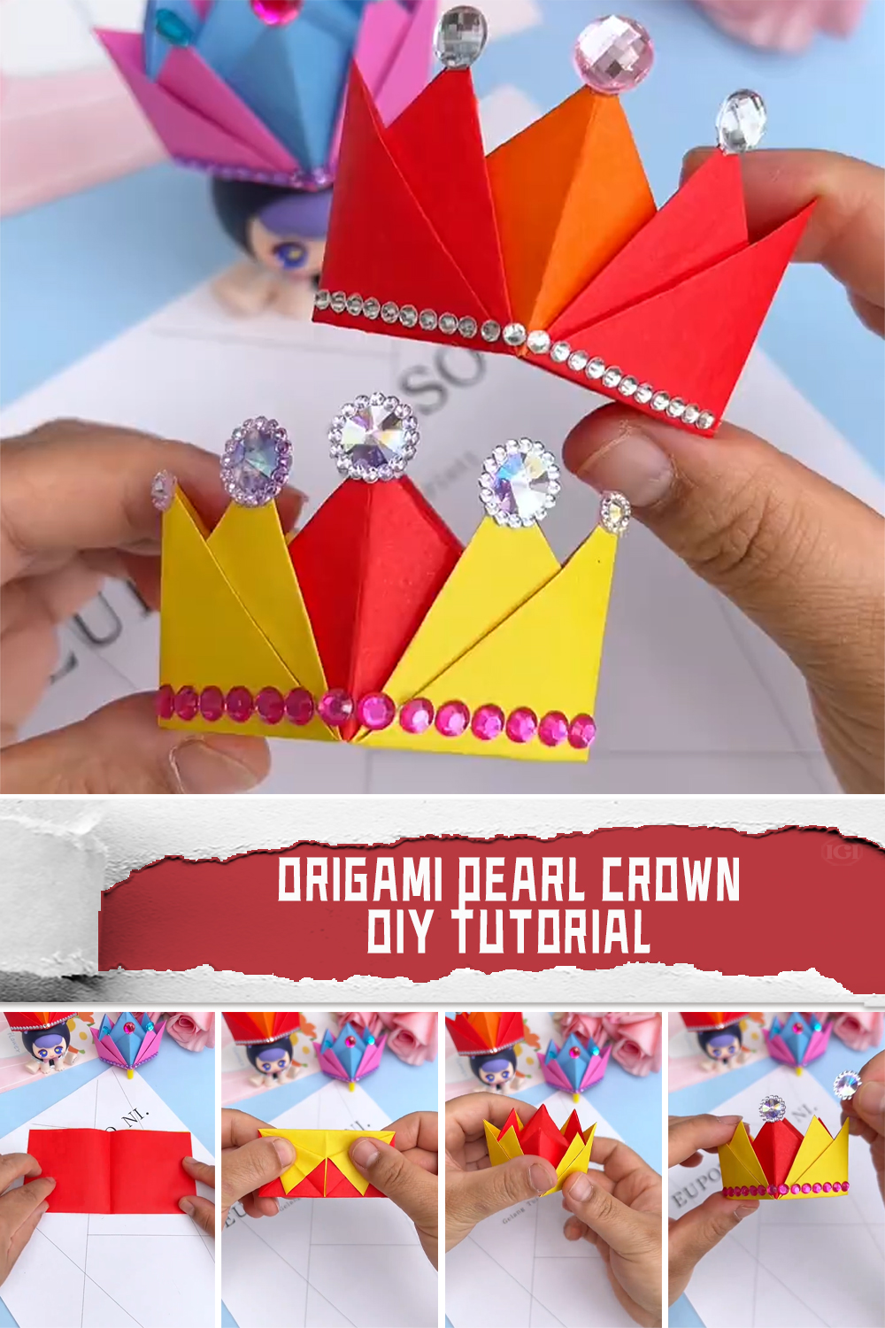 DIY Origami Pearl Crown Tutorial - iGOODideas.com