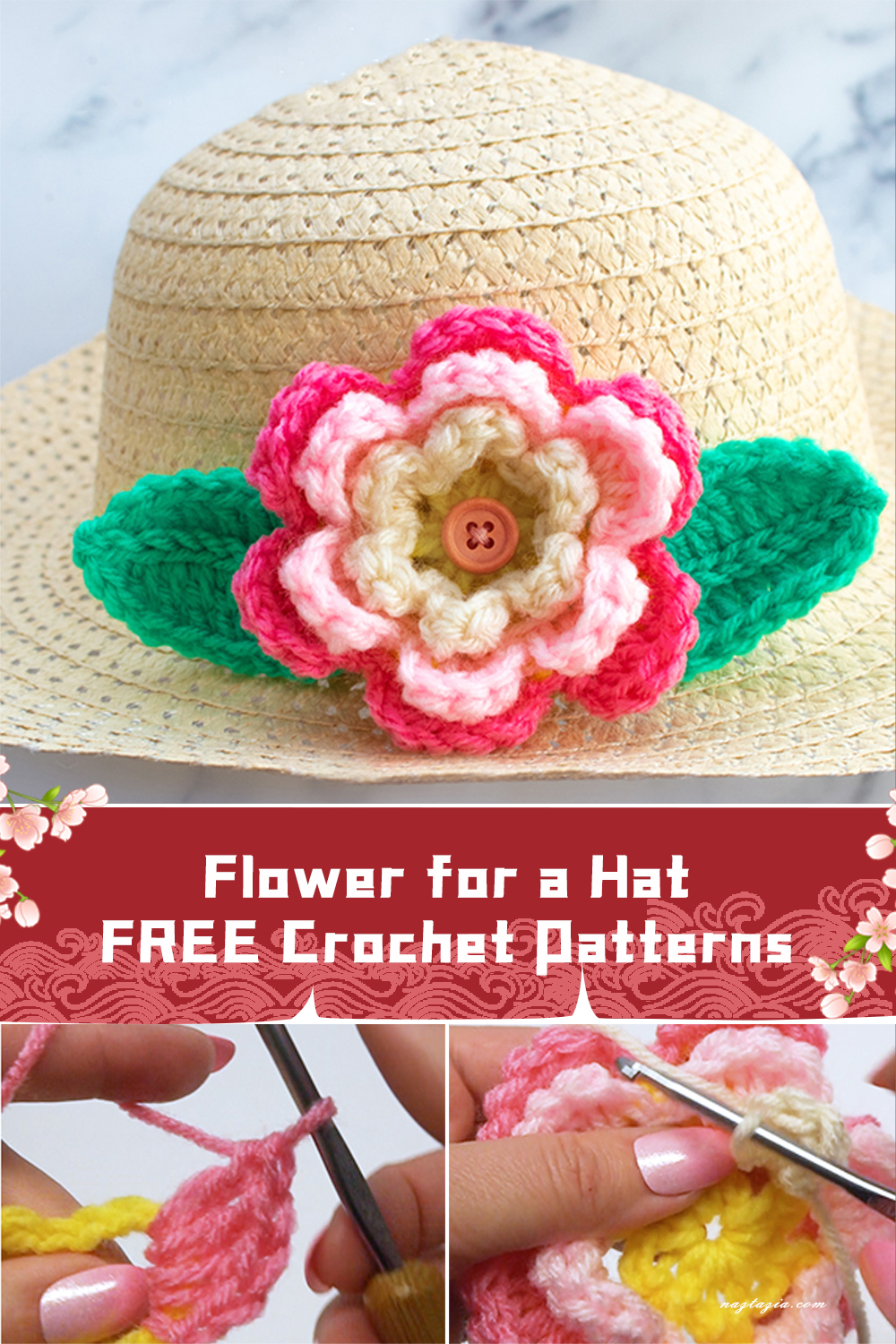 FREE Flower for a Hat Crochet Patterns - iGOODideas.com