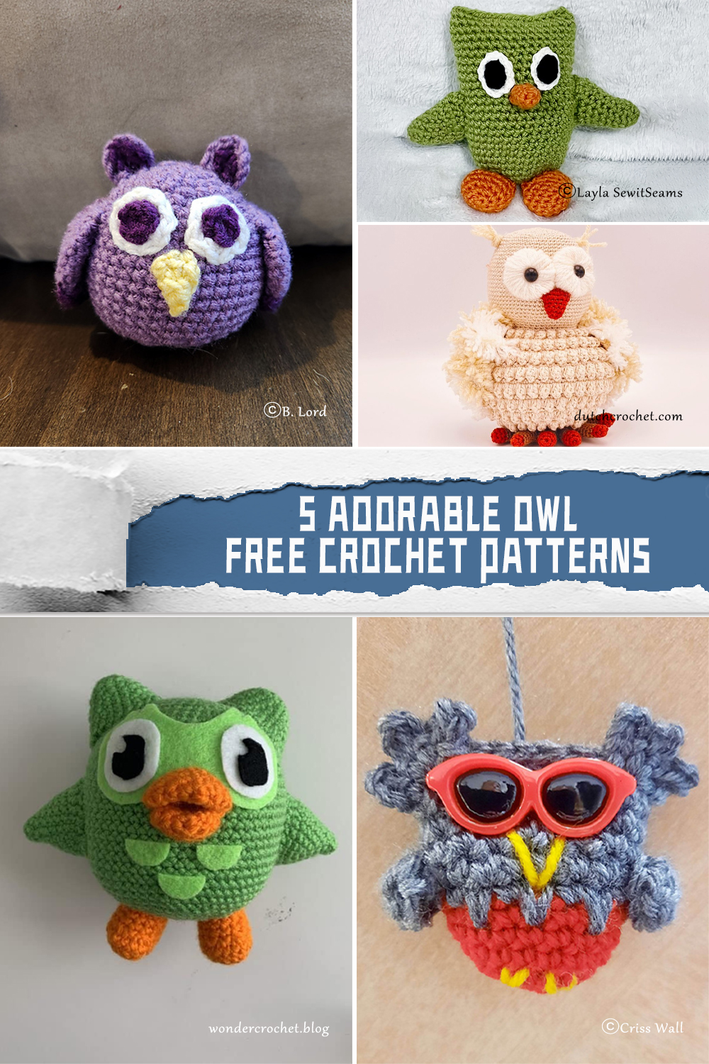 5 Adorable Owl Crochet Patterns - FREE - iGOODideas.com