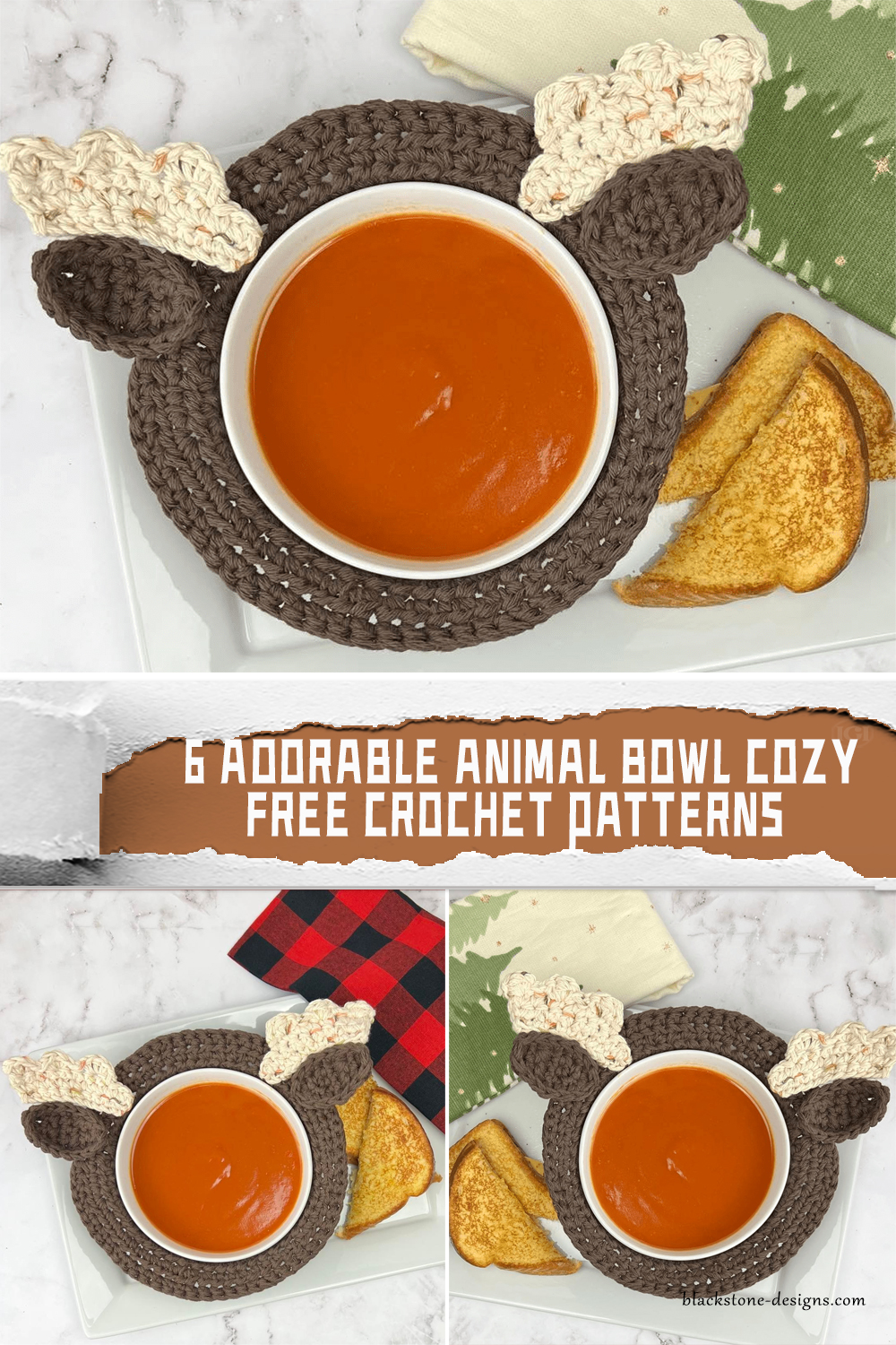 6 Adorable Animal Bowl Cozy Crochet Patterns - FREE - iGOODideas.com