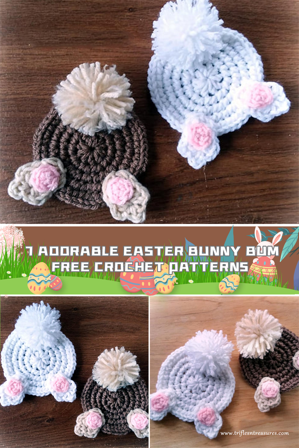7 Adorable Easter Bunny Bum Crochet Patterns - FREE - iGOODideas.com