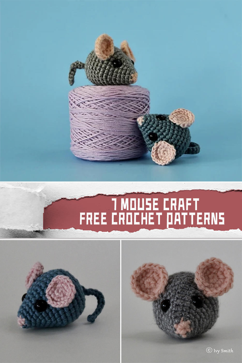 7 Mouse Craft Crochet Patterns - FREE - iGOODideas.com