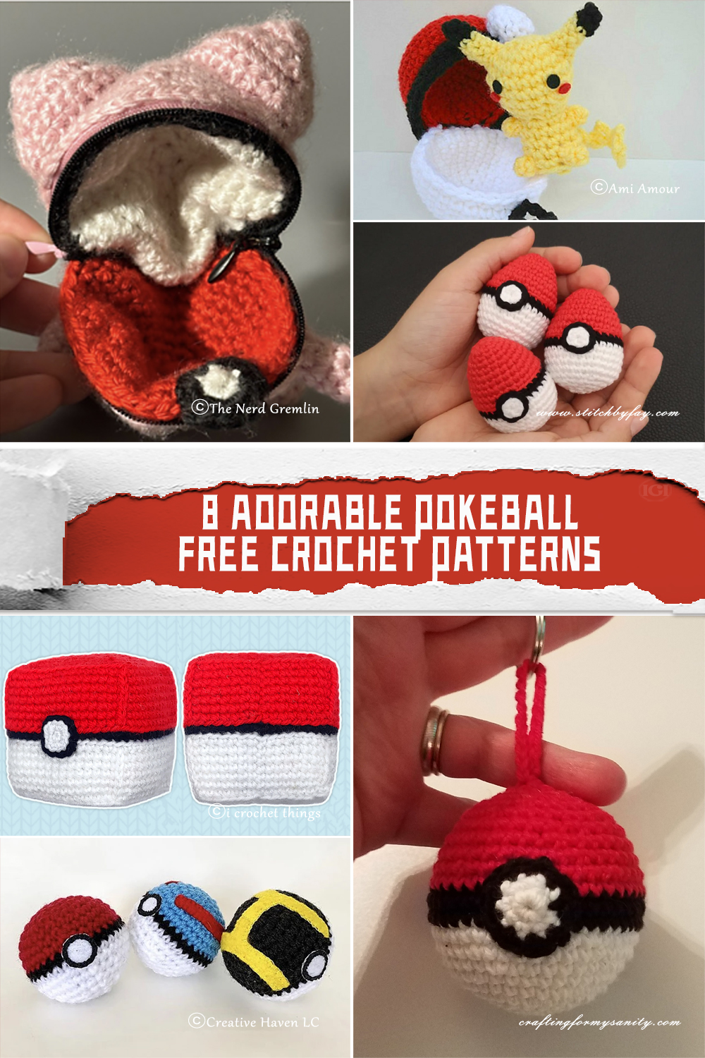 8 Adorable Pokeball Crochet Patterns - FREE - iGOODideas.com