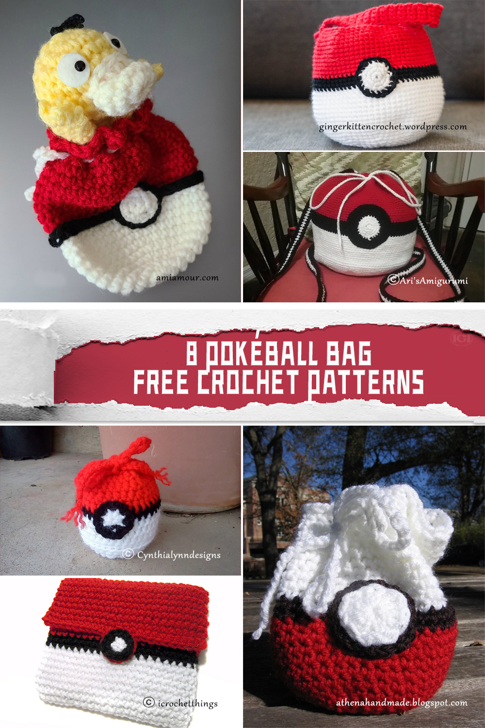 8 Pokéball Bag Crochet Patterns - FREE - iGOODideas.com
