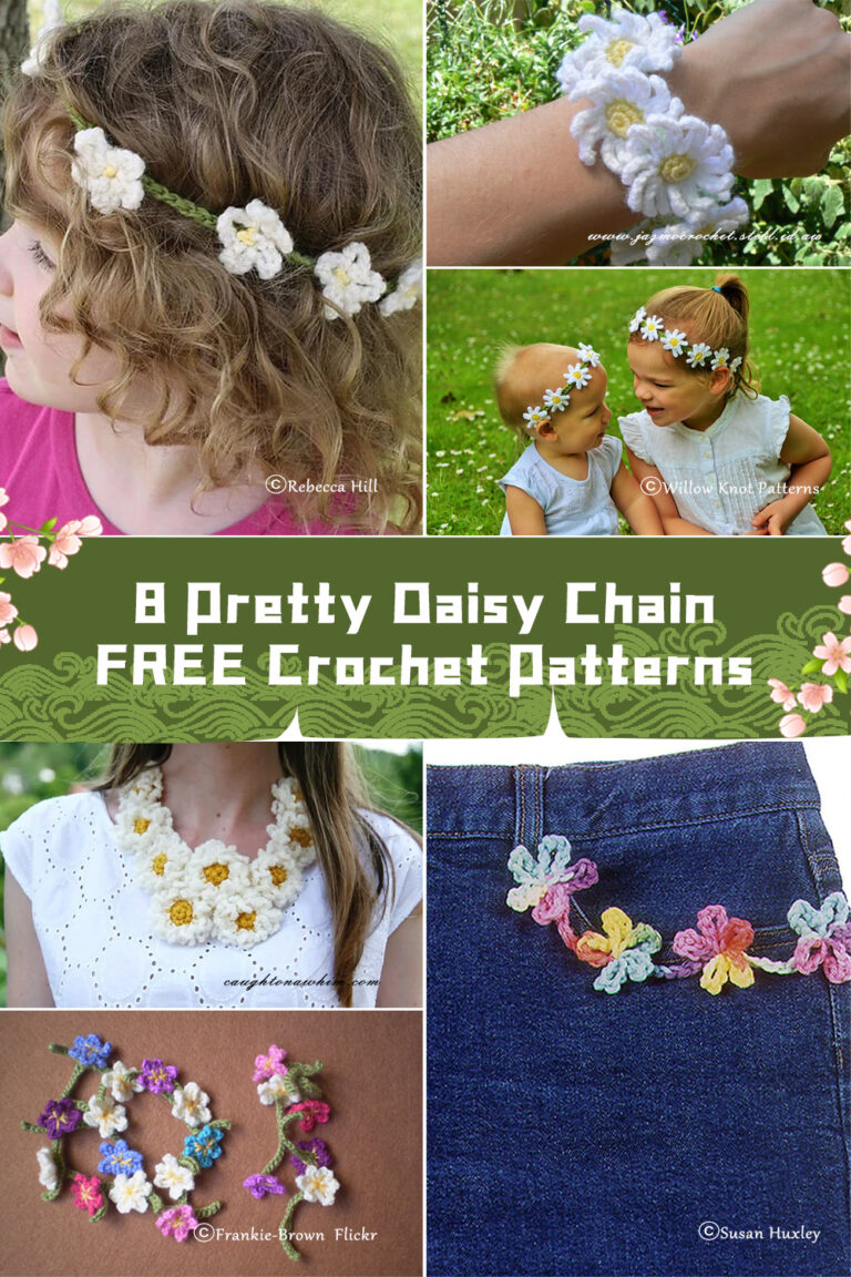 8 Pretty Daisy Chain Crochet Patterns - FREE - iGOODideas.com