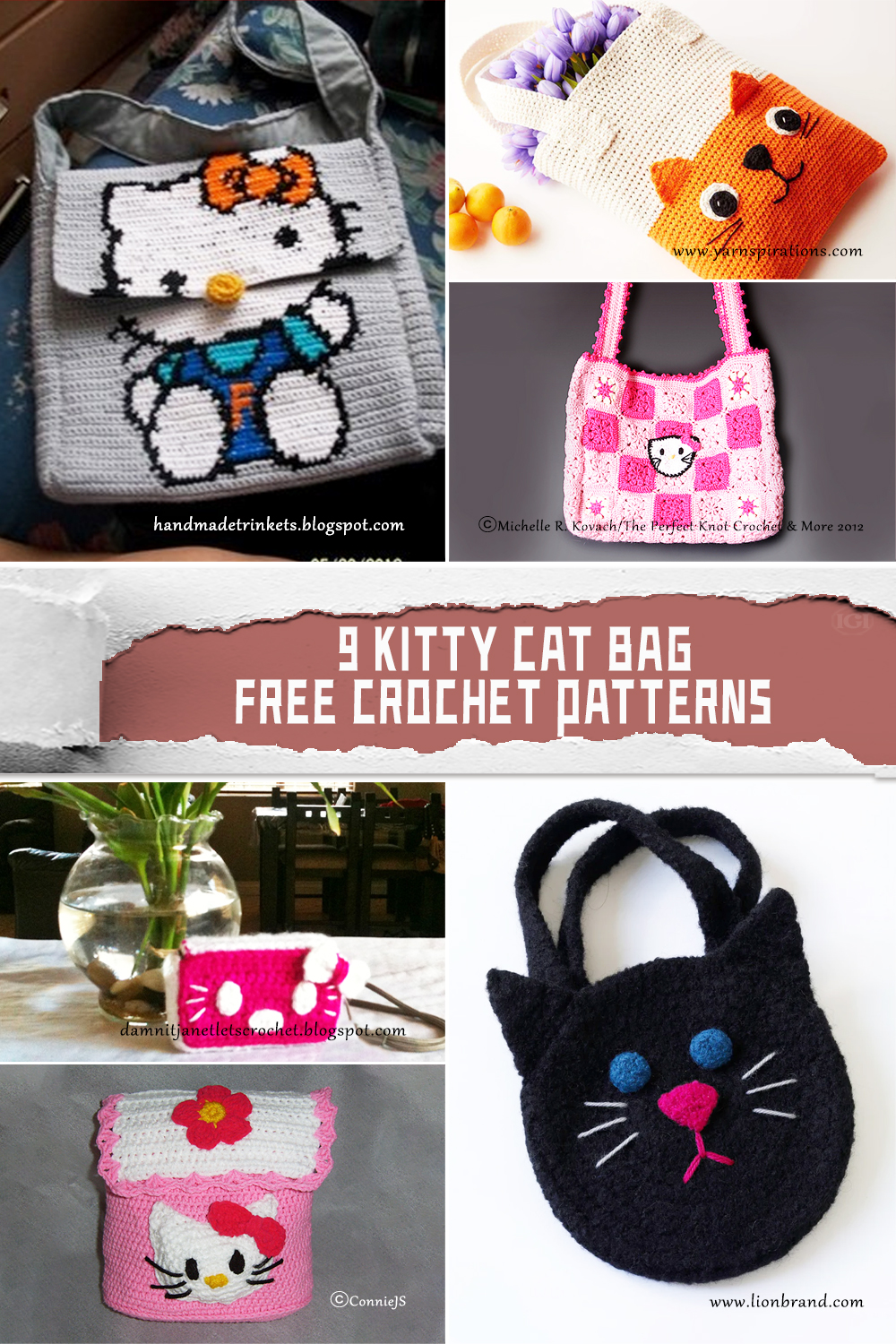 9 Kitty Cat Bag Crochet Patterns – FREE - iGOODideas.com