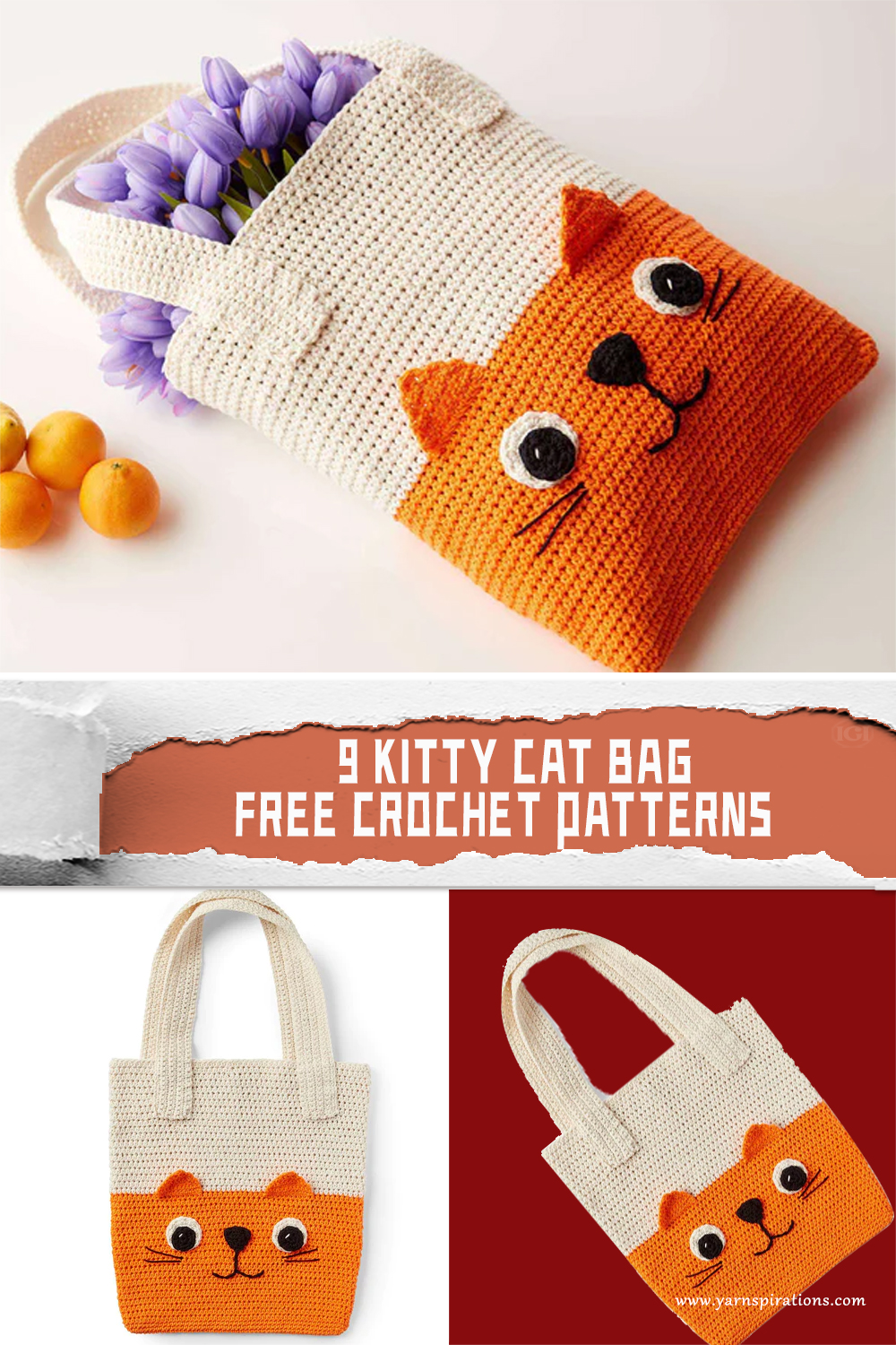 9 Kitty Cat Bag Crochet Patterns – FREE - iGOODideas.com