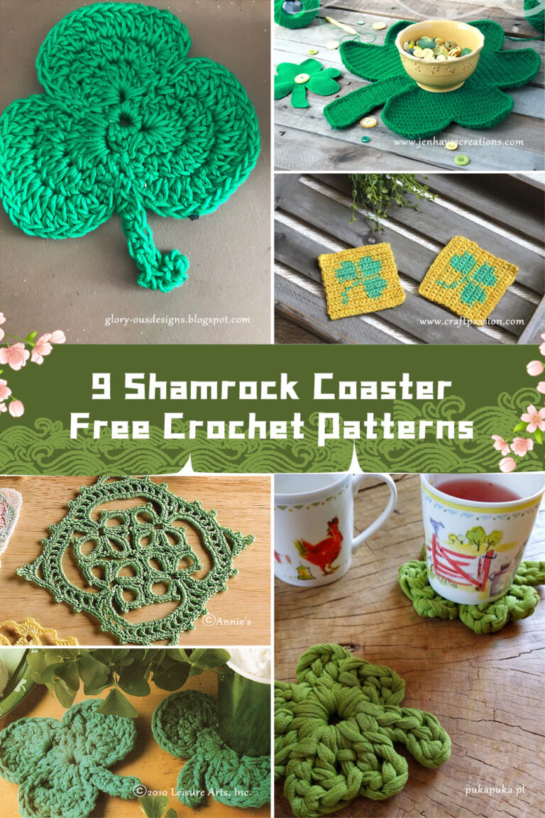 9 Shamrock Coaster Crochet Patterns - FREE - iGOODideas.com