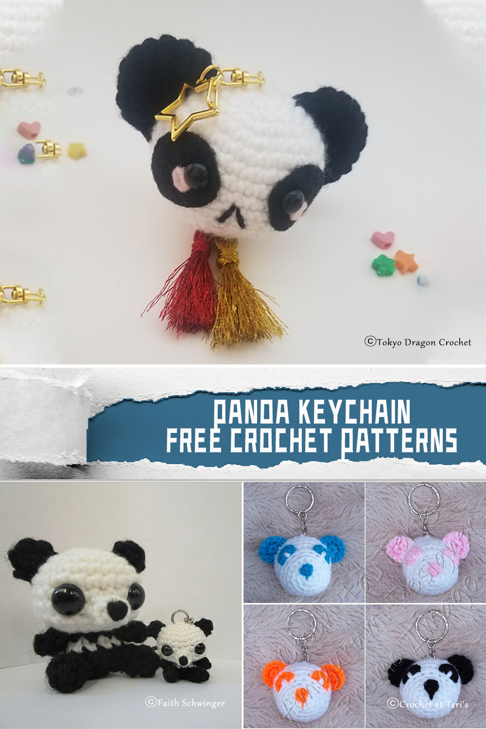 Panda Keychain Crochet Patterns - FREE - iGOODideas.com