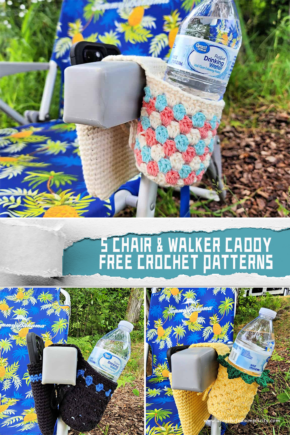 5 Chair & Walker Caddy Crochet Patterns - FREE - iGOODideas.com