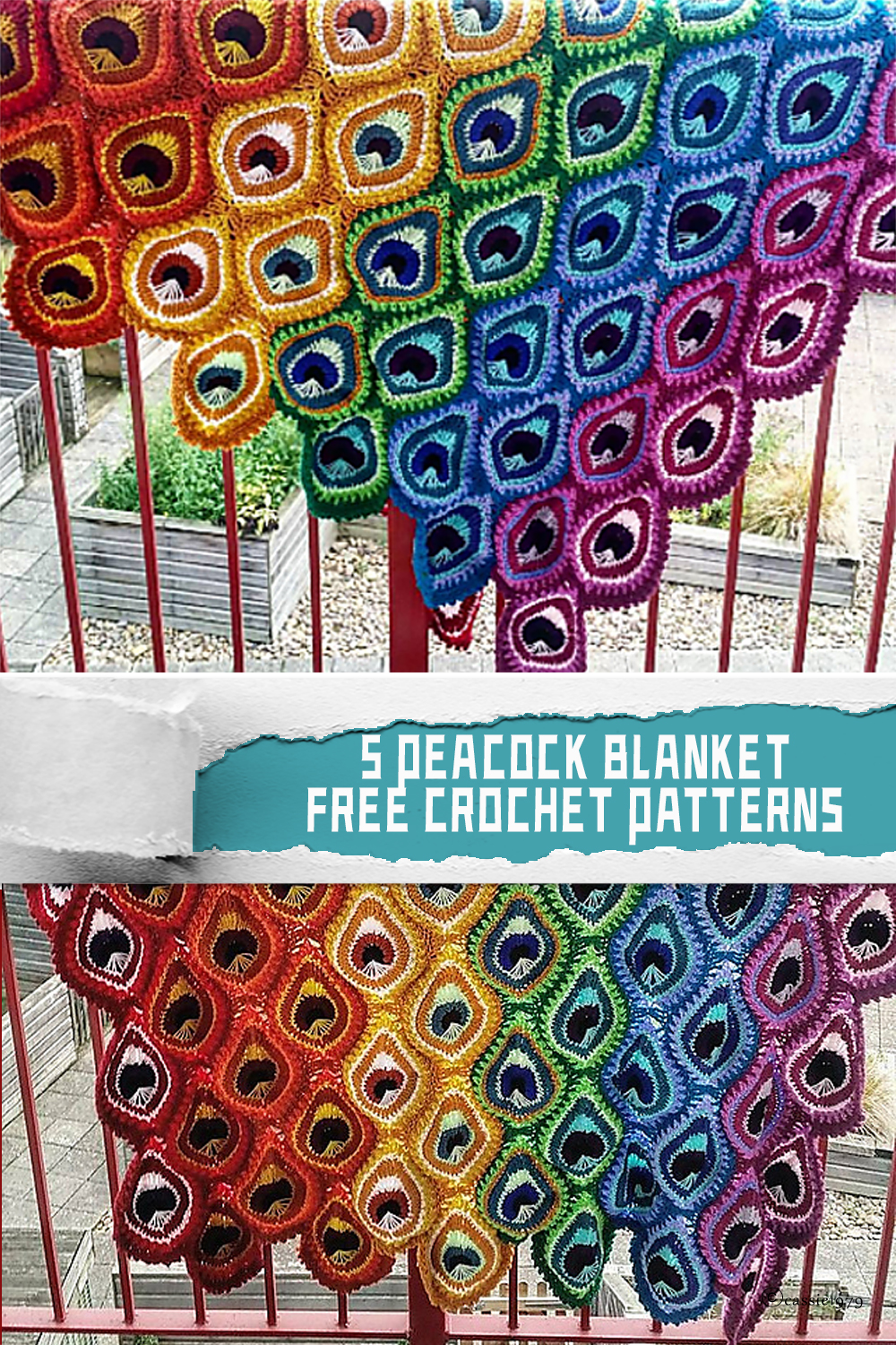 5 Pretty Peacock Blanket Crochet Patterns - FREE - iGOODideas.com