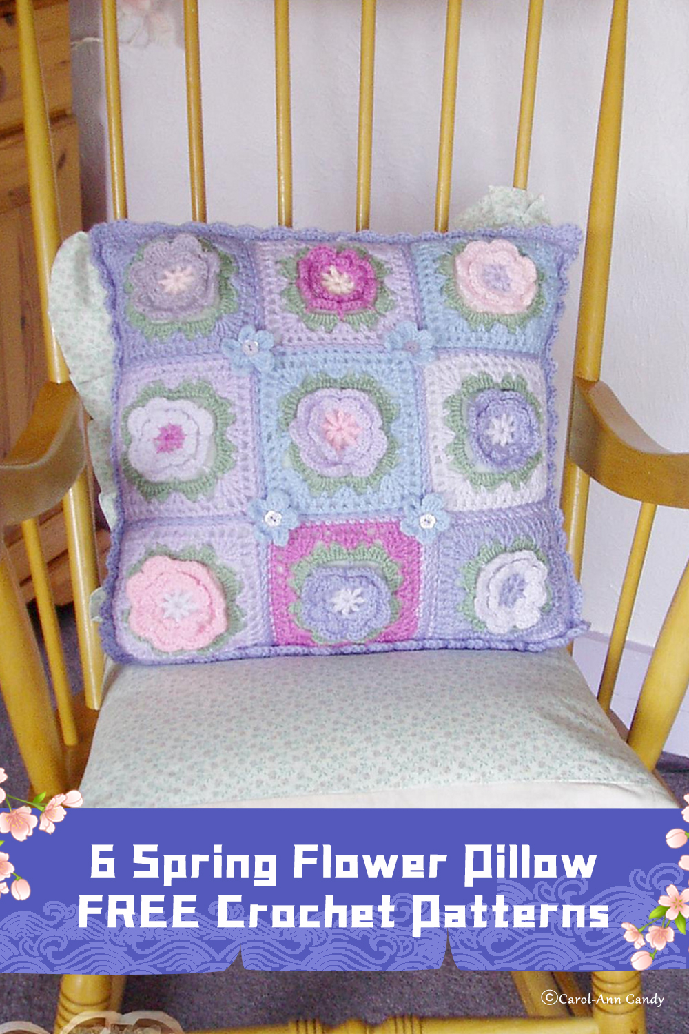 6 Spring Flower Pillow Crochet Patterns - FREE - iGOODideas.com