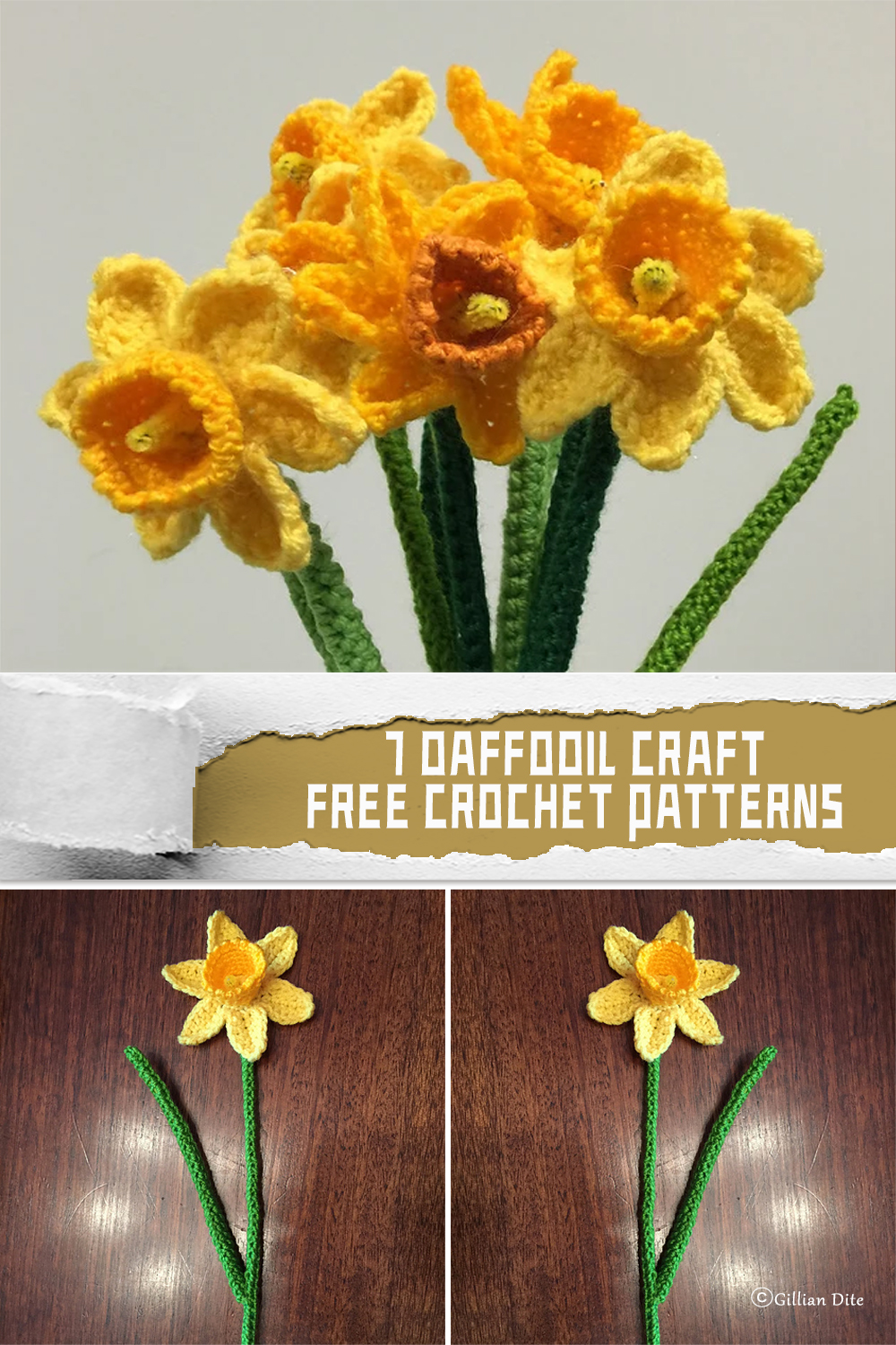 7 Daffodil Craft Crochet Patterns - FREE - iGOODideas.com