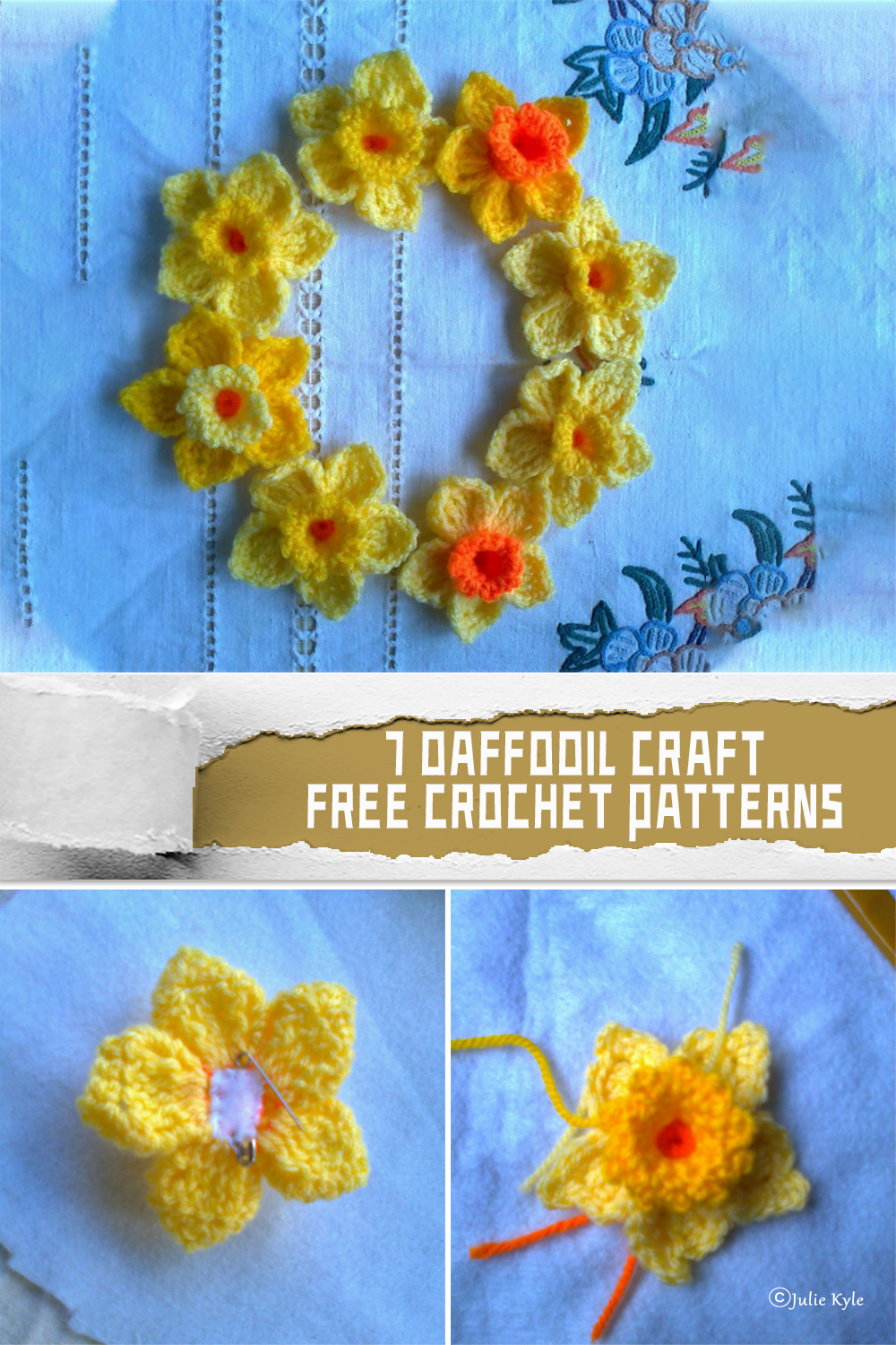 7 Daffodil Craft Crochet Patterns - FREE - iGOODideas.com