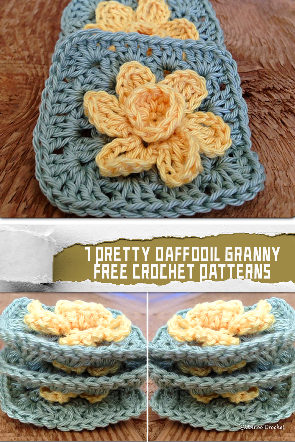 7 Pretty Daffodil Granny Crochet Patterns - FREE - iGOODideas.com