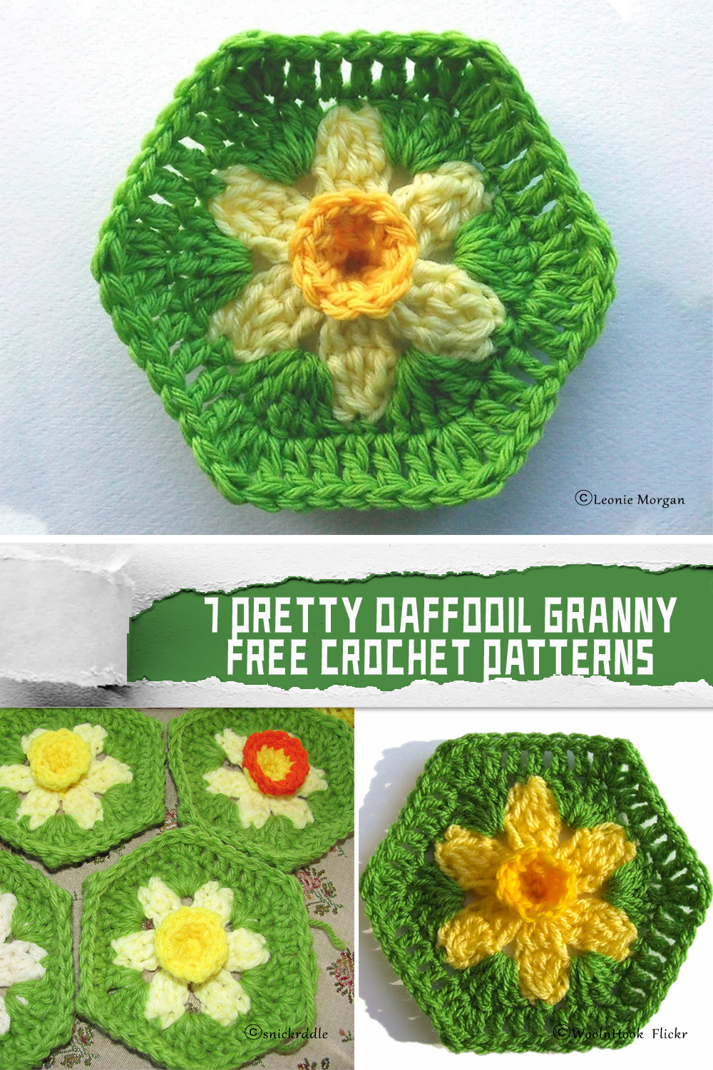7 Pretty Daffodil Granny Crochet Patterns - FREE - iGOODideas.com