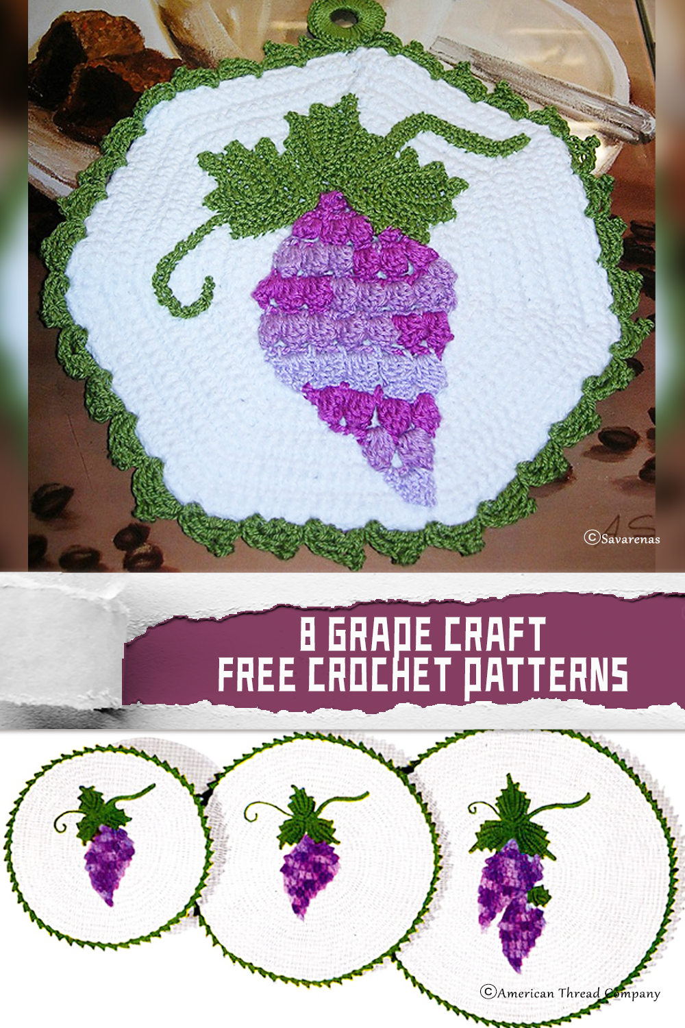 8 Grape Craft Crochet Patterns - FREE - iGOODideas.com