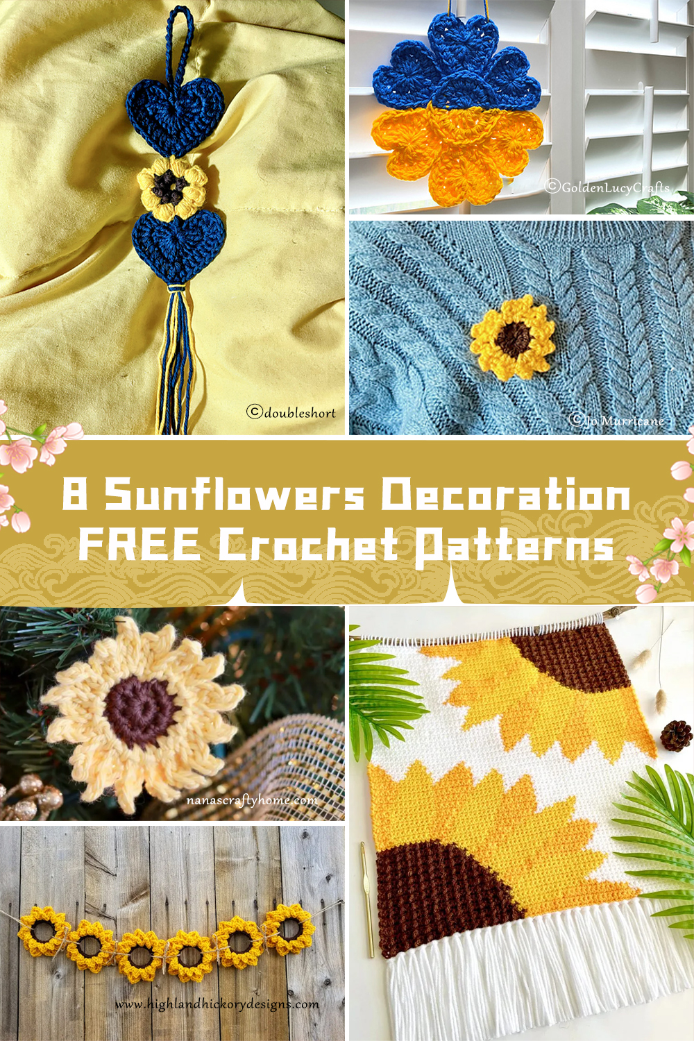 8 Sunflowers Decoration Crochet Patterns - FREE - iGOODideas.com
