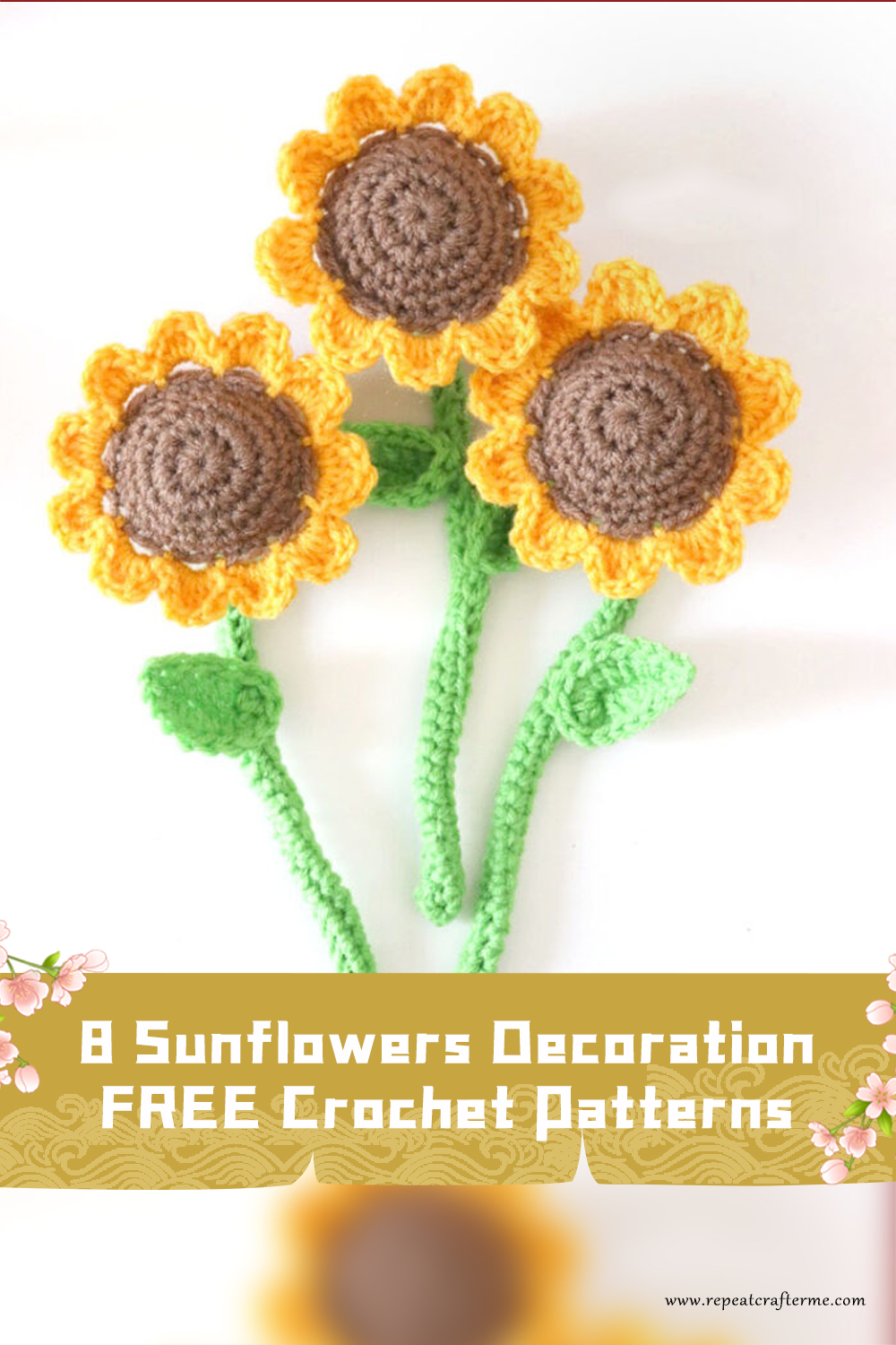 8 Sunflowers Decoration Crochet Patterns - FREE - iGOODideas.com