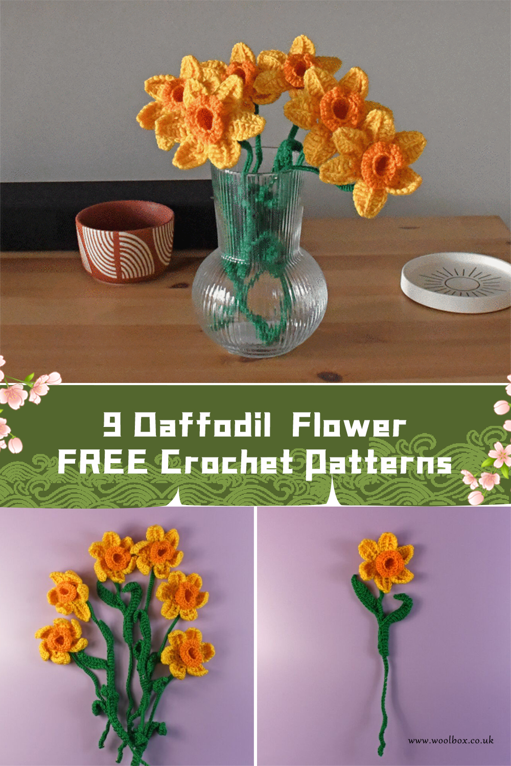 9 Daffodil Flower Crochet Patterns - FREE - iGOODideas.com