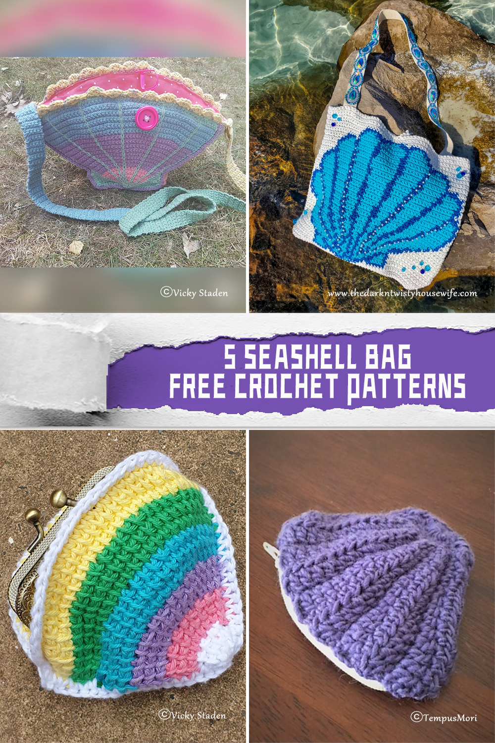 5 Seashell Bag Crochet Patterns - FREE - iGOODideas.com