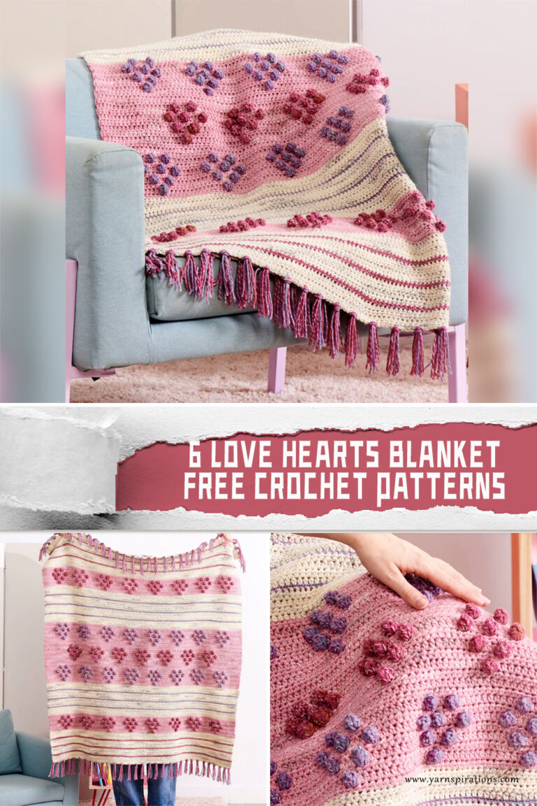 6 Love Hearts Blanket Crochet Patterns - FREE - iGOODideas.com