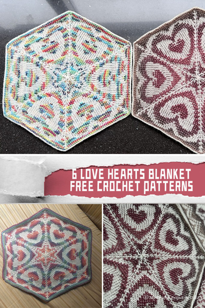 6 Love Hearts Blanket Crochet Patterns - FREE - iGOODideas.com