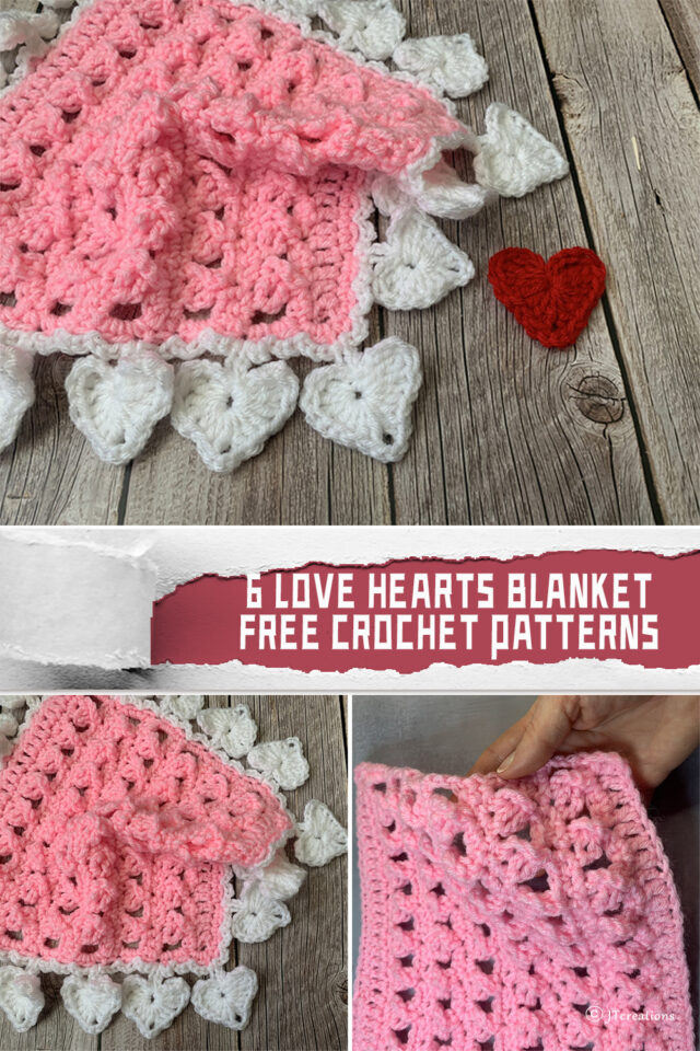6 Love Hearts Blanket Crochet Patterns - FREE - iGOODideas.com