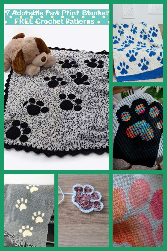 7 Paw Print Blanket Crochet Patterns - FREE - iGOODideas.com